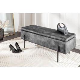 Modern Bankje Loft 100cm Grijze Fluwelen Bank Met Opbergruimte ...